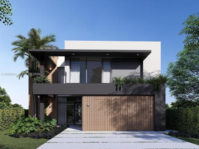 Contemporary house with pool and garden