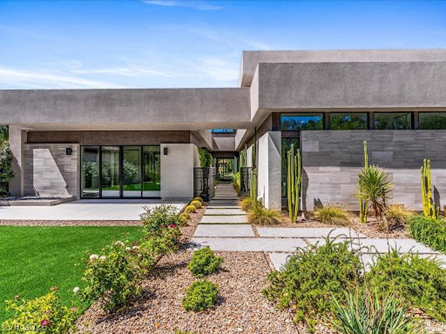 Contemporary house with pool and garden