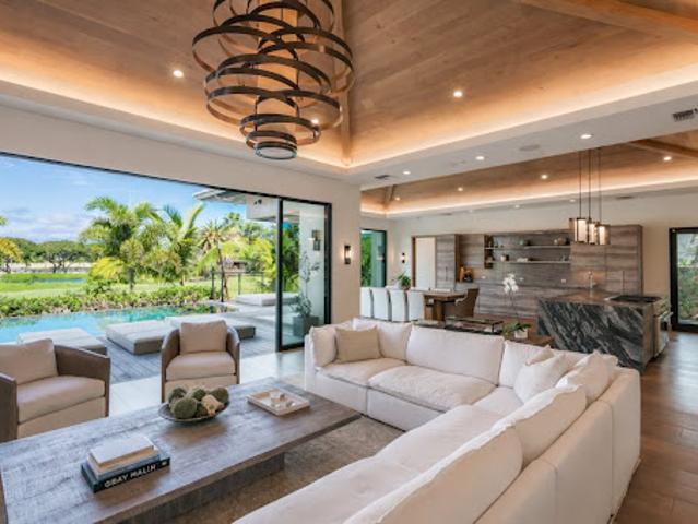 Contemporary house with pool and garden