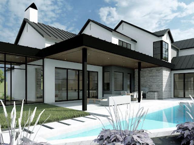 Contemporary house with pool and garden