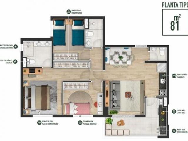 Condomínio Manacá última unidade disponível de 81m²