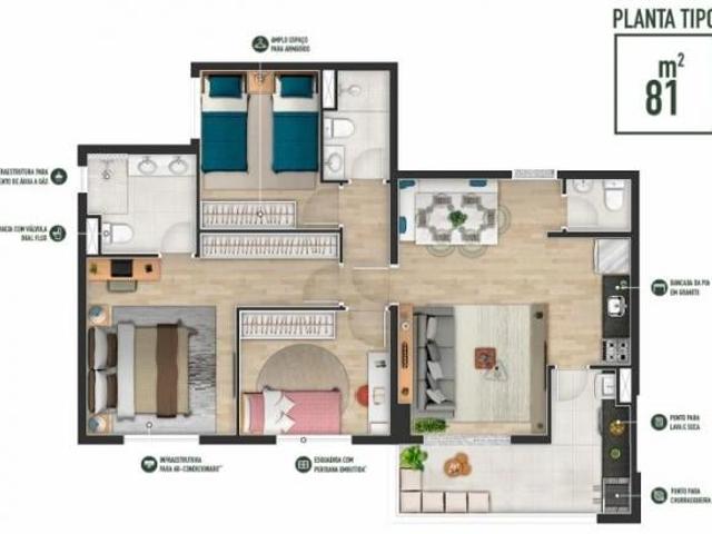 Condomínio Manacá última unidade disponível de 81m²