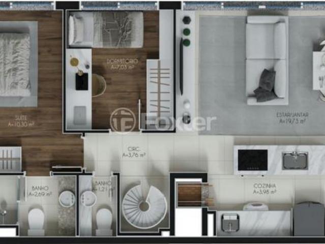Cobertura, 3 dormitórios, 93 m², em Jardim Botânico