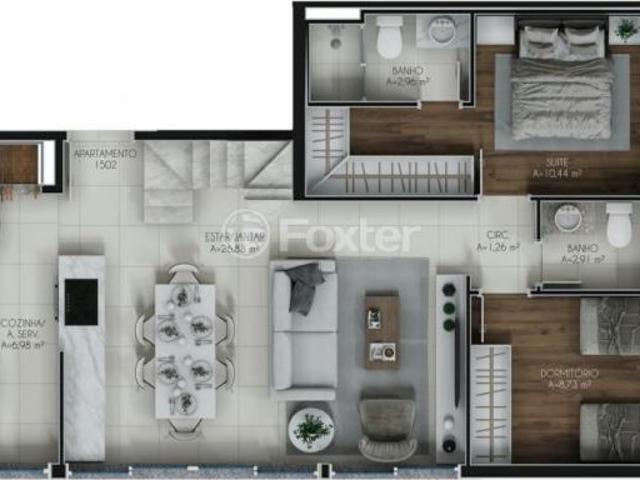 Cobertura, 3 dormitórios, 116 m², em Jardim Botânico