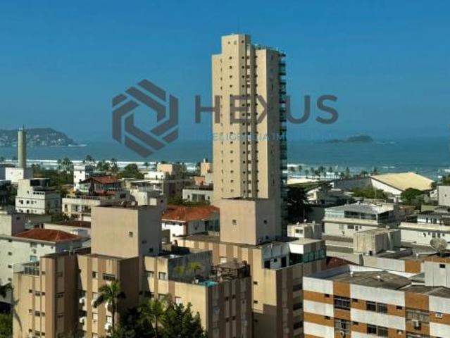 Cobertura com varanda vista mar e lazer a 400m da praia na Enseada, Guarujá