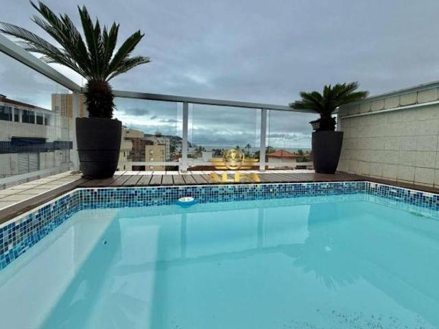 Cobertura com vista para o mar na Praia da Enseada, Guarujá – 3 dormitórios, piscina e gourmet | Alf