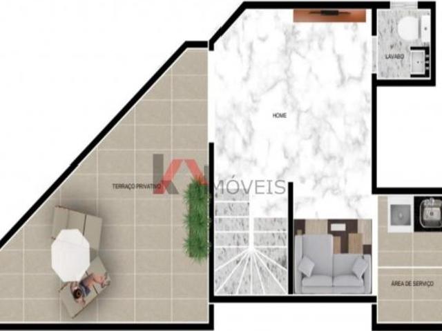 Cobertura com 01 quarto e 01 vaga no Anchieta, 85,38m²