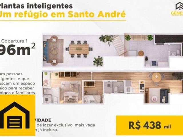 Cobertura com 2 dormitórios à venda, 96 m² por R$ 438.000,00 Vila Guarani Santo André/SP