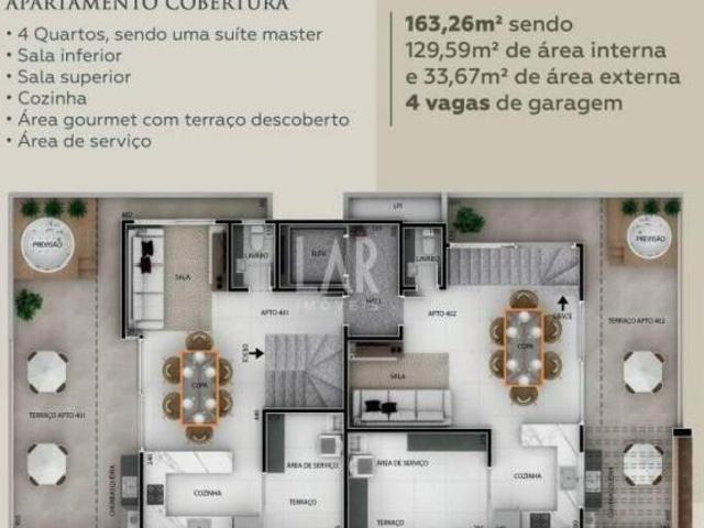Cobertura à venda, 4 quartos, 1 suíte, 4 vagas, Santa Rosa Belo Horizonte/MG