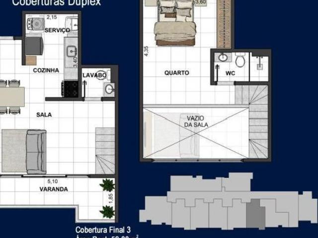 Cobertura à venda, 59 m² por R$ 443.212,14 Cascatinha Juiz de Fora/MG