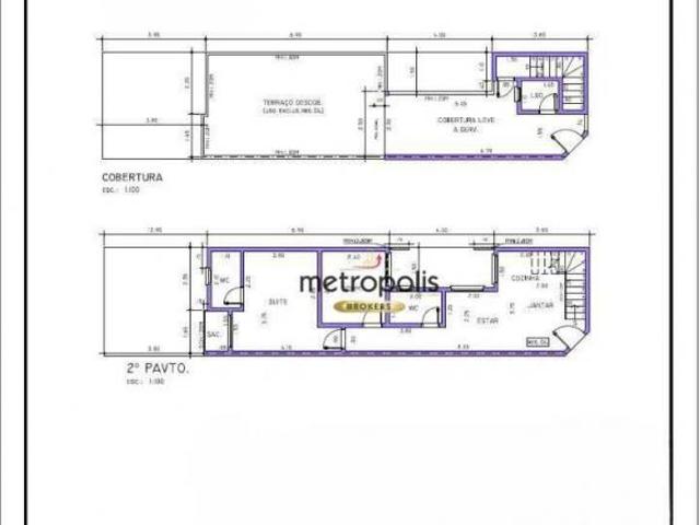 Cobertura à venda, 104 m² por R$ 521.000,00 Utinga Santo André/SP