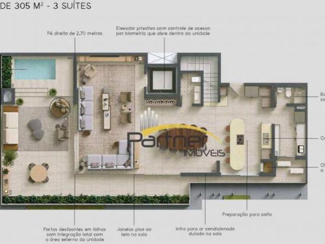 Cobertura à venda, 305 m² por R$ 6.446.225,00 Batel Curitiba/PR