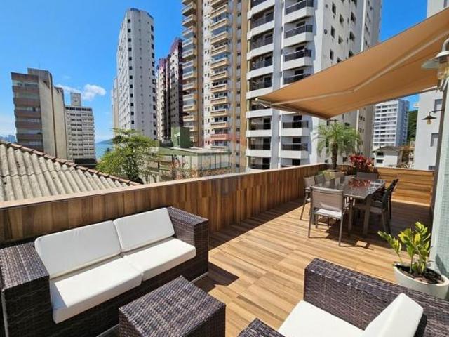 Cobertura à venda Guarujá Astúrias Penthouse 3 quartos Vista parcial mar