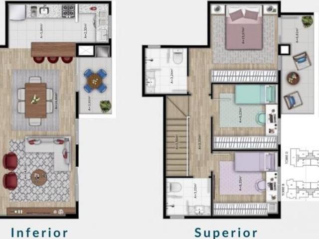 Cobertura duplex no Capão Raso 3 quartos 2 vagas 110m²