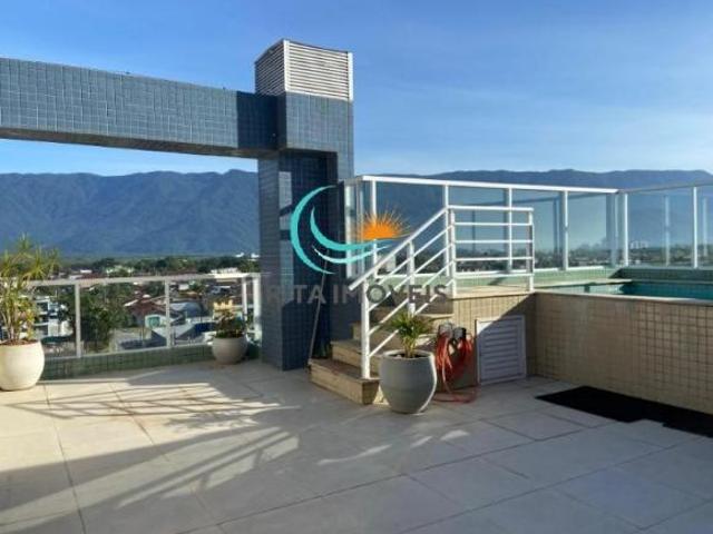 Cobertura duplex com 3 dormitórios, vista mar no centro de Bertioga, piscina e churrasqueira