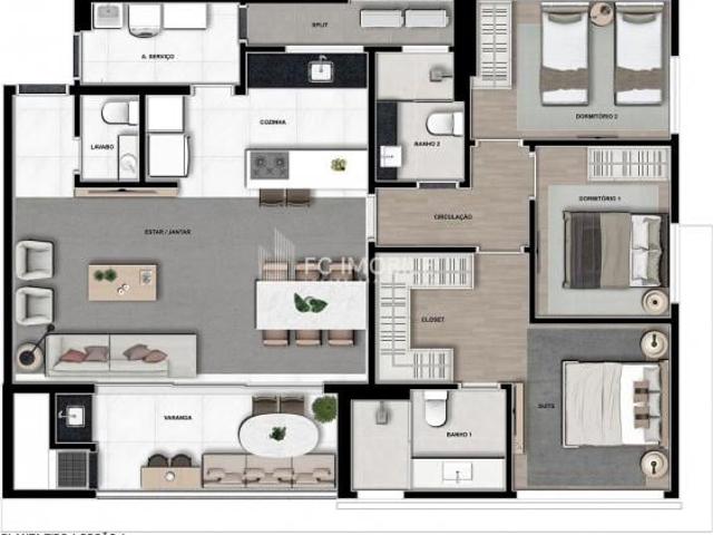 Cobertura duplex com 3 suítes, à venda no Ecoville Curitiba/PR Plaenge