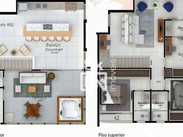 Cobertura Duplex com 3 suítes à venda, 158 m² Jardim Veneza Uberlândia/MG