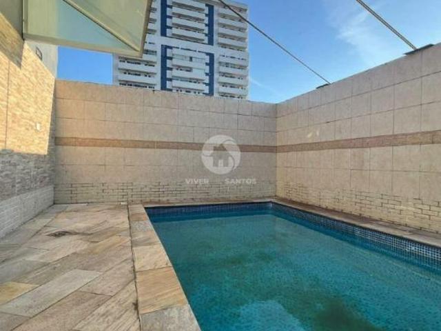 Cobertura duplex com piscina e 3 quartos no Boqueirão em Santos