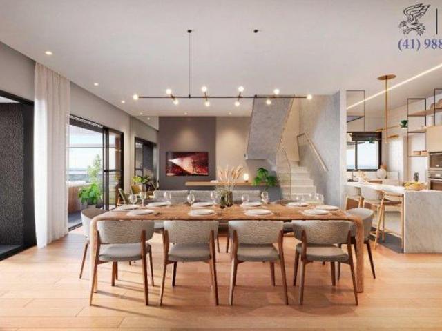 Cobertura Duplex de 163m² no bairro Bigorrilho, com 3 suítes, 4 banheiros e 2 vagas de garagem