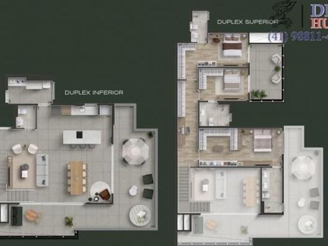 Cobertura Duplex de 232.01m² no bairro Campina do Siqueira, com 3 suítes, 4 banheiros e 3 vagas de g