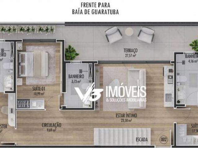 Cobertura Duplex Frente Baia de Guaratuba, 234 M², 4 suites, 3 vagas de garagem