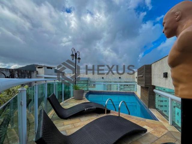 Cobertura Dúplex frente mar com varanda gourmet e lazer na Pitangueiras, Guarujá
