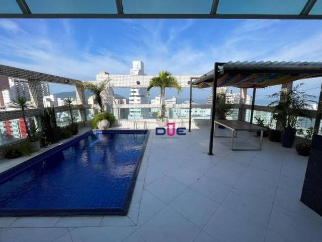 Cobertura Duplex 3 suítes, vista mar, piscina privativa e elevador privativo, no Gonzaga, Santos