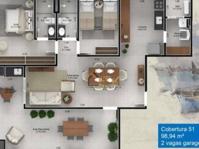 Cobertura em lançamento com 2 dormitórios à venda, 98 m² por R$ 936.395 Centro Ubatuba/SP