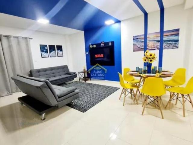 Cobertura em Vila Caiçara Prédio Frente Mar Mobiliada!