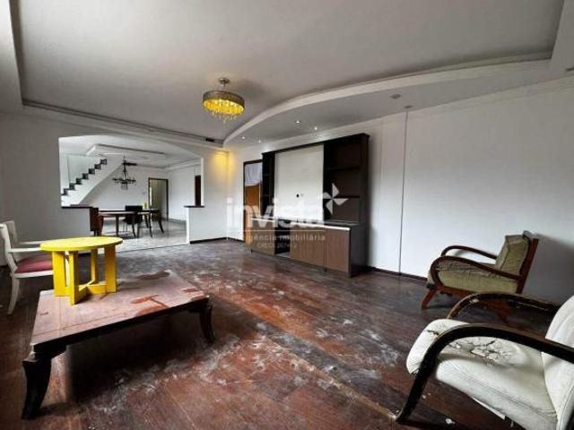 Cobertura frente em Santos 4 quartos, 2 suítes, 3 vagas | Financia e aceita permuta