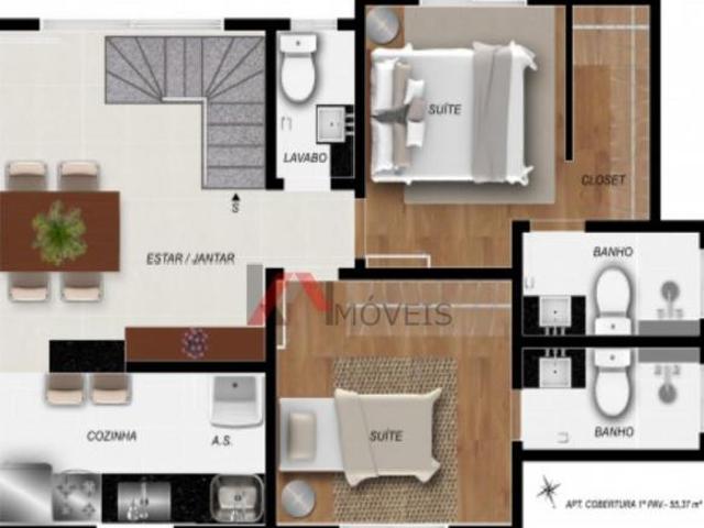 Cobertura no Santa Efigênia com 02 quartos, 02 vagas, 91,37m² LANÇAMENTO