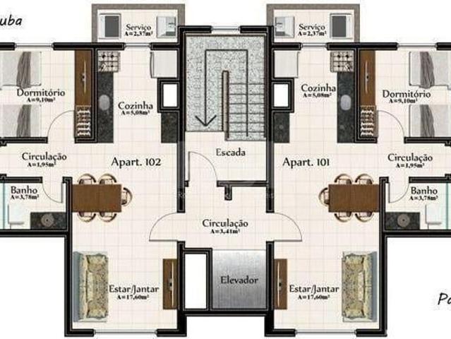 Cobertura para Venda 131m², 2 dormitórios, sendo 1 suites, 1 vaga Parque Brasilia