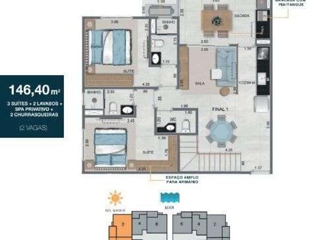 Cobertura para Venda em Caraguatatuba/SP Martim de Sá 3 Quartos