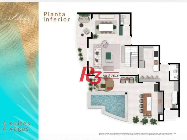 Cobertura para Venda em Santos/SP Ponta da Praia 4 Quartos