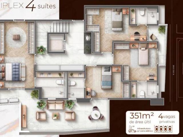 Cobertura Triplex Castell di Cecilia 351m² 4 Quartos 4 Suítes 4 Vagas Privativas no Embaré