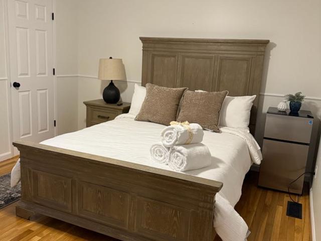 Cozy private master bedroom and bathroom inside