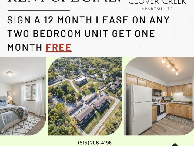 Clover Creek 1 Bedroom Apartment for Rent at 2901 Boston Ave, Des Moines, IA 50310 Prospect Park