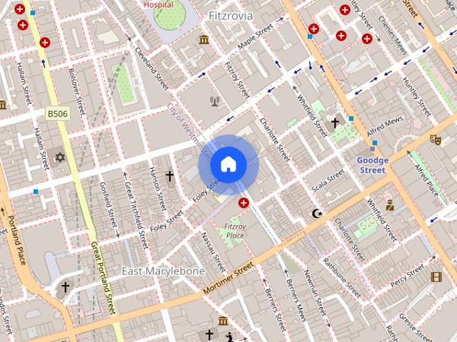 Cleveland Street, Fitzrovia, London, W1T