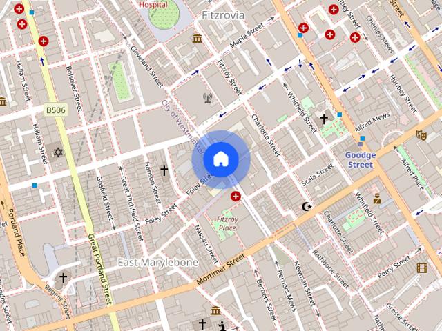 Cleveland Street, Fitzrovia, London, W1T