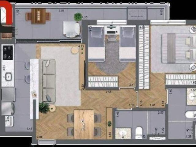 Croma Apto 68m² 2 quartos, sacada gourmet e 1 vaga no Bigorrilho