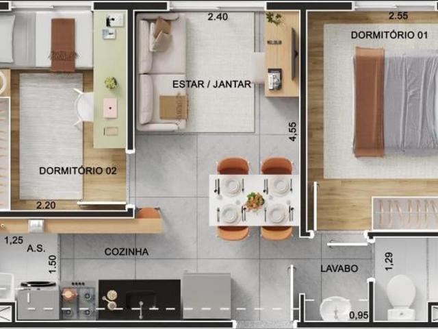 Cury Jaguare Soprano 2Dorm 37m2 opção de vaga