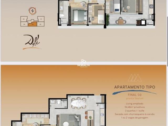 Dalí Bacacheri Apartamentos com 02 quartos Curitiba