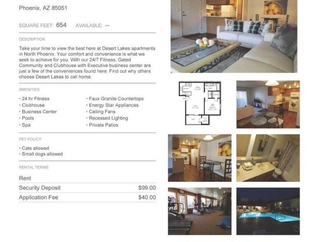 Desert Lakes Apartments 2 Bedroom Apartment for Rent at 8245 N 27th Ave, Phoenix, AZ 85051