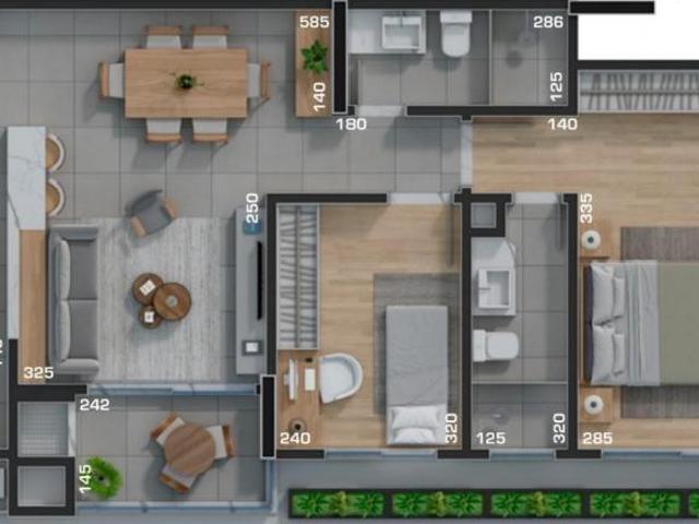 Ecoville Apart. 2 quartos sendo 1 suite 1 vaga 74m² privativos