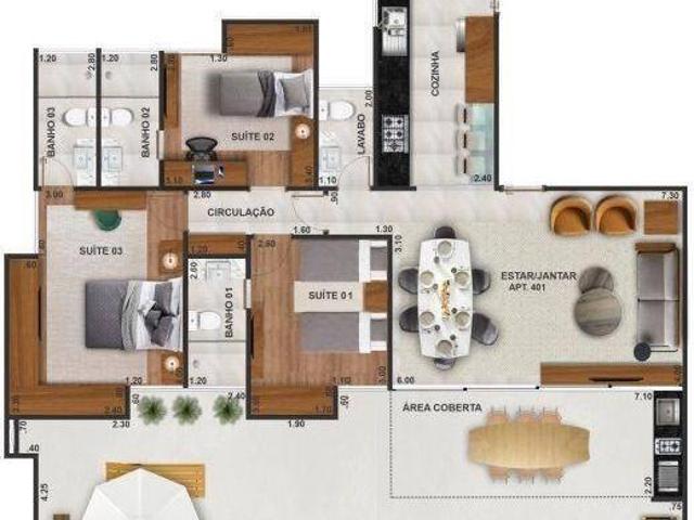 Ed. Belize Luxuoso Apartamento Garden com 3 suítes/2 vagas, à venda, 170 m² por R$ 1.229.900 São