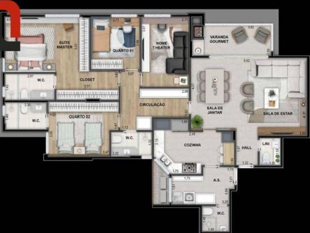 Ekko Apto 146m² 4 quartos, sacada gourmet e 1 vaga no Pilazinho