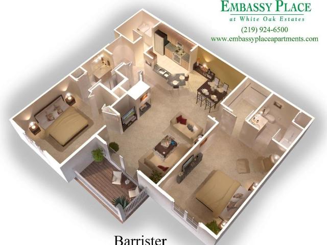 Embassy Place at White Oak Estate 2 Bedroom Apartment for Rent at 2121 45th St, Highland, IN 46322