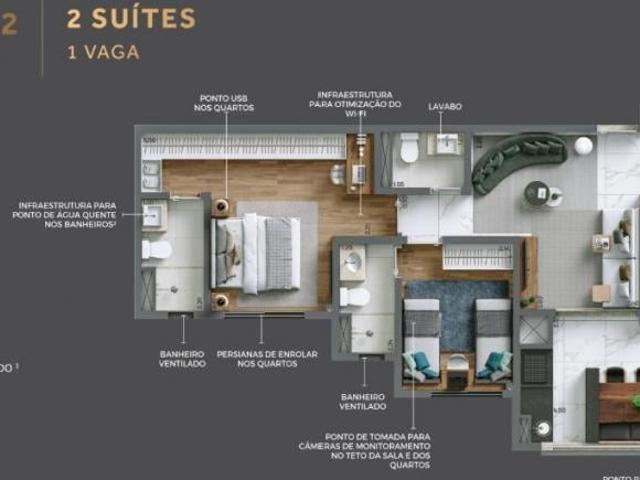Espetacular apartamento para venda em Ipiranga com 2 quartos, sendo 2 suítes, 72m²