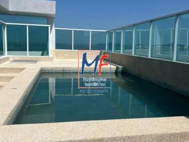 Excelente cobertura duplex no Guarujá/SP, com 163 m² a.u 3 dormitórios 2 suítes, sala com som am