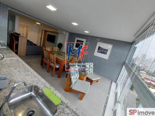 Excelente apto na Enseada, Guarujá/SP, 2 dormitórios 1 suíte, sala, cozinha, varanda gourmet envid